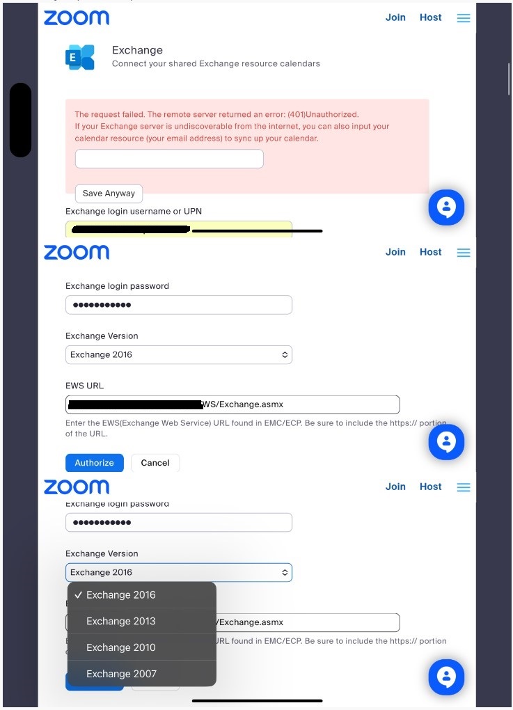 Unable to connect Zoom app on the phone to Exchang... - Zoom Community